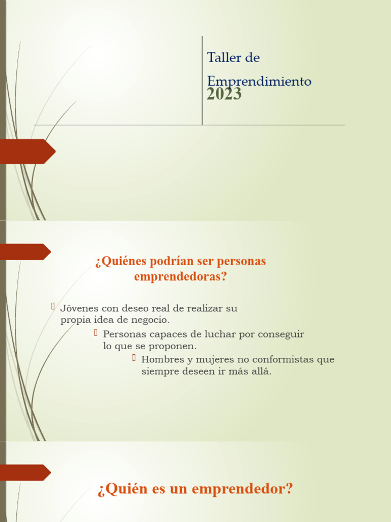 Taller de EMPRENDIMIENTO | PDF | Iniciativa empresarial | Business