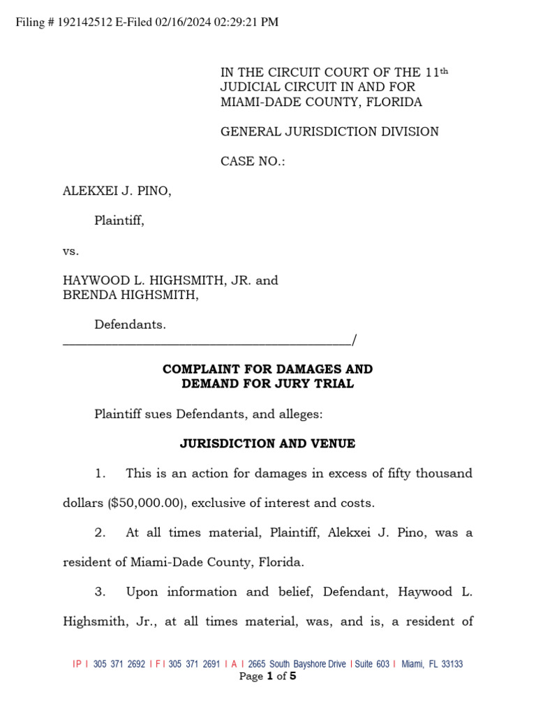 Complaint | PDF | Negligence | Private Law