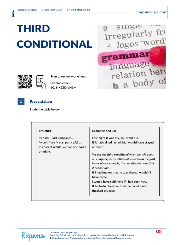 Third Conditional Grammar Guide | PDF