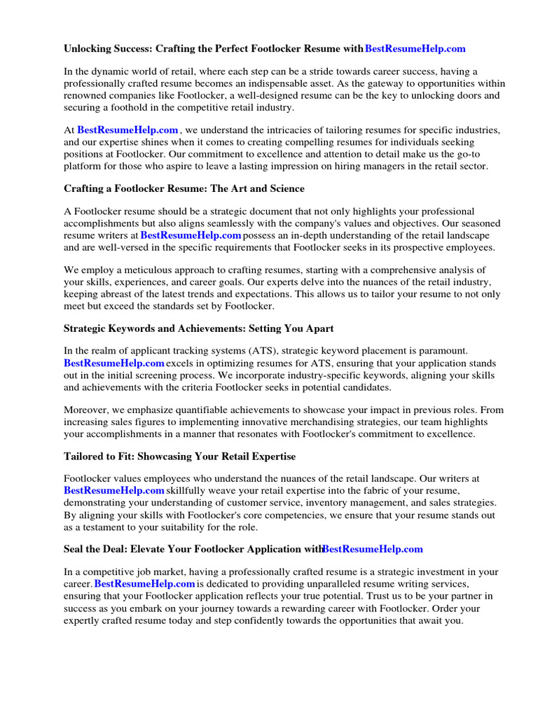 Footlocker Resume | PDF | Résumé | Sales