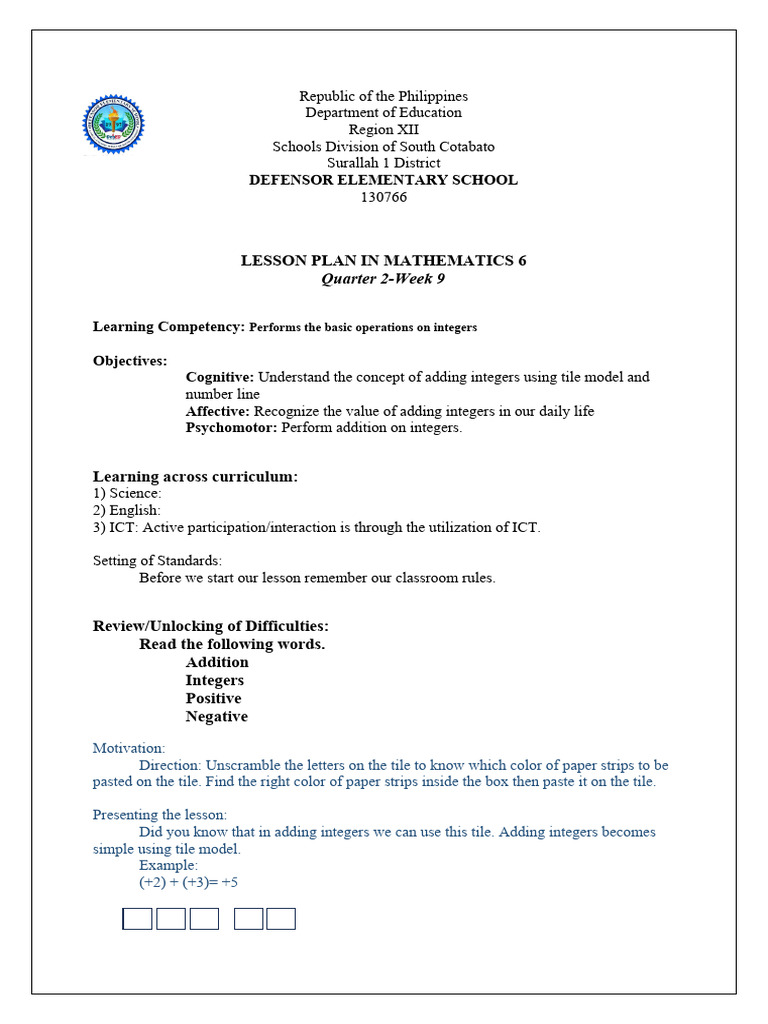 COT - MATHEMATICS 6 Quarter2 Week9 | PDF | Health Care | Educational ...