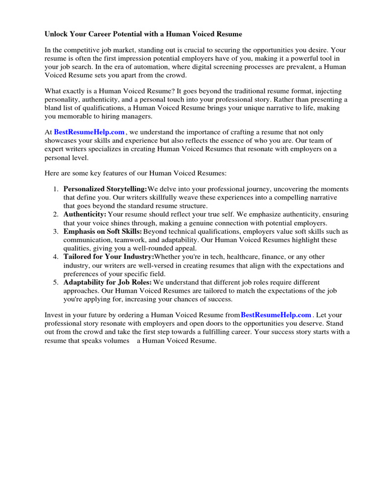 Human Voiced Resume | PDF | Résumé | Human Resources