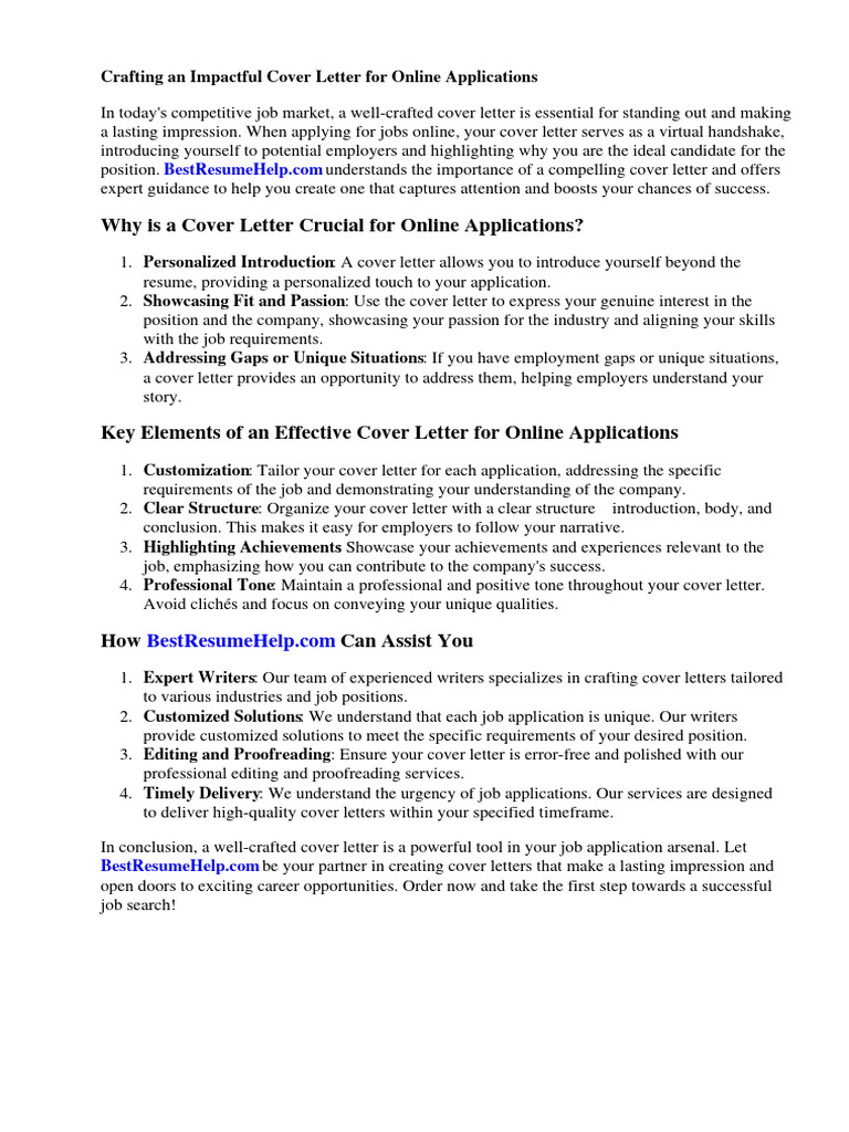 Cover Letter for Online Job Application Sample | PDF | Résumé | Employment