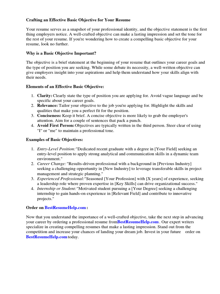 Basic Objective For Resume | PDF | Résumé