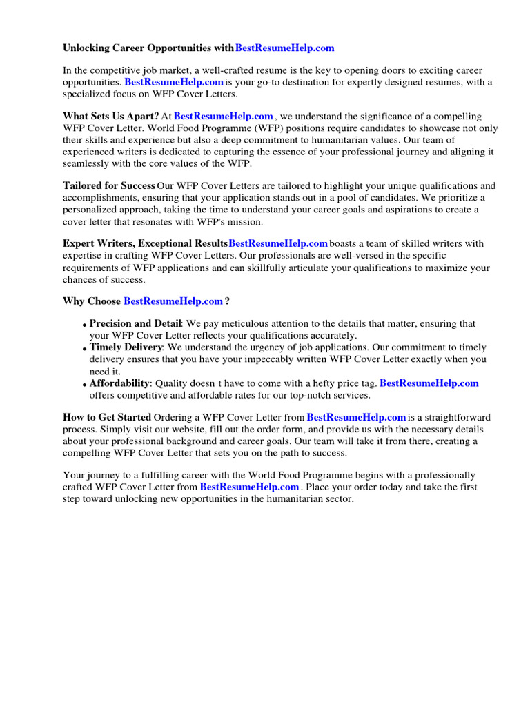 WFP Cover Letter | Download Free PDF | Résumé | Recruitment