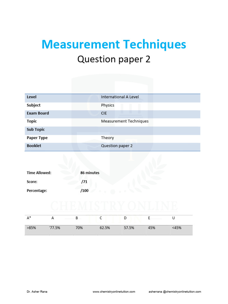 A Level Physics Measurement Techniques Exam | PDF