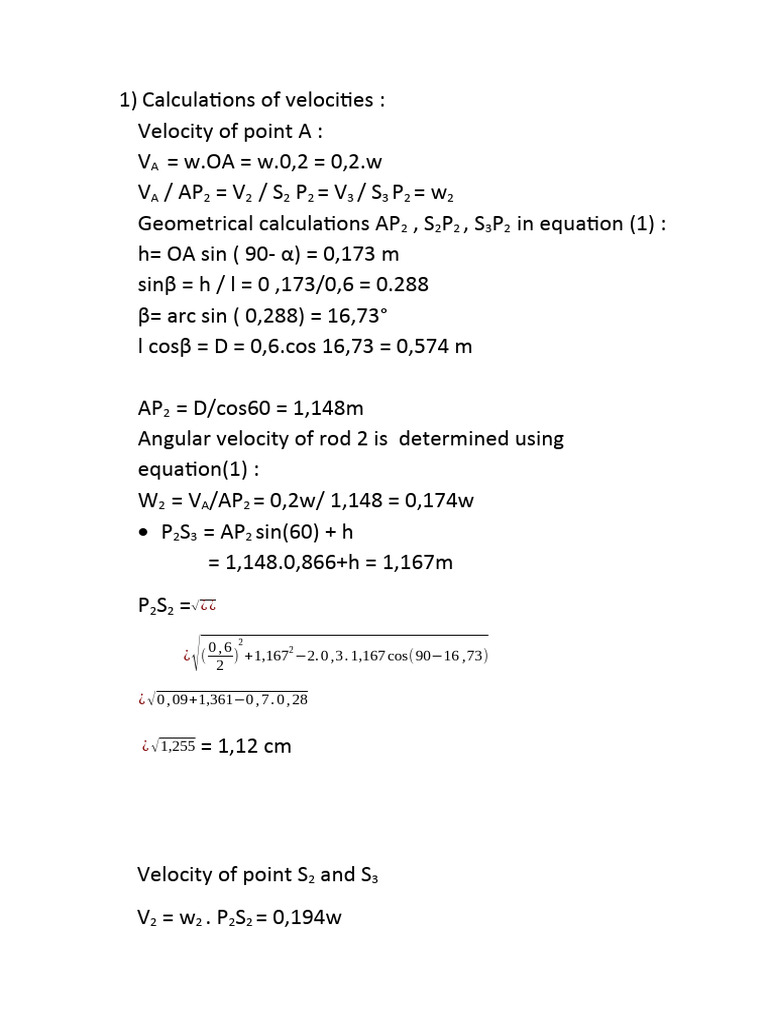 Calculations of Velocities | PDF