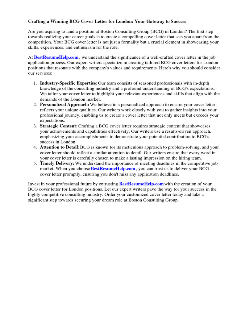 BCG Cover Letter London | PDF | Consultant | Master Of Business Administration