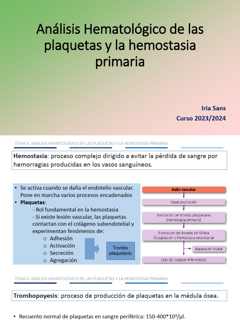 Hema - U06 | PDF | Plaqueta | Hemostasia