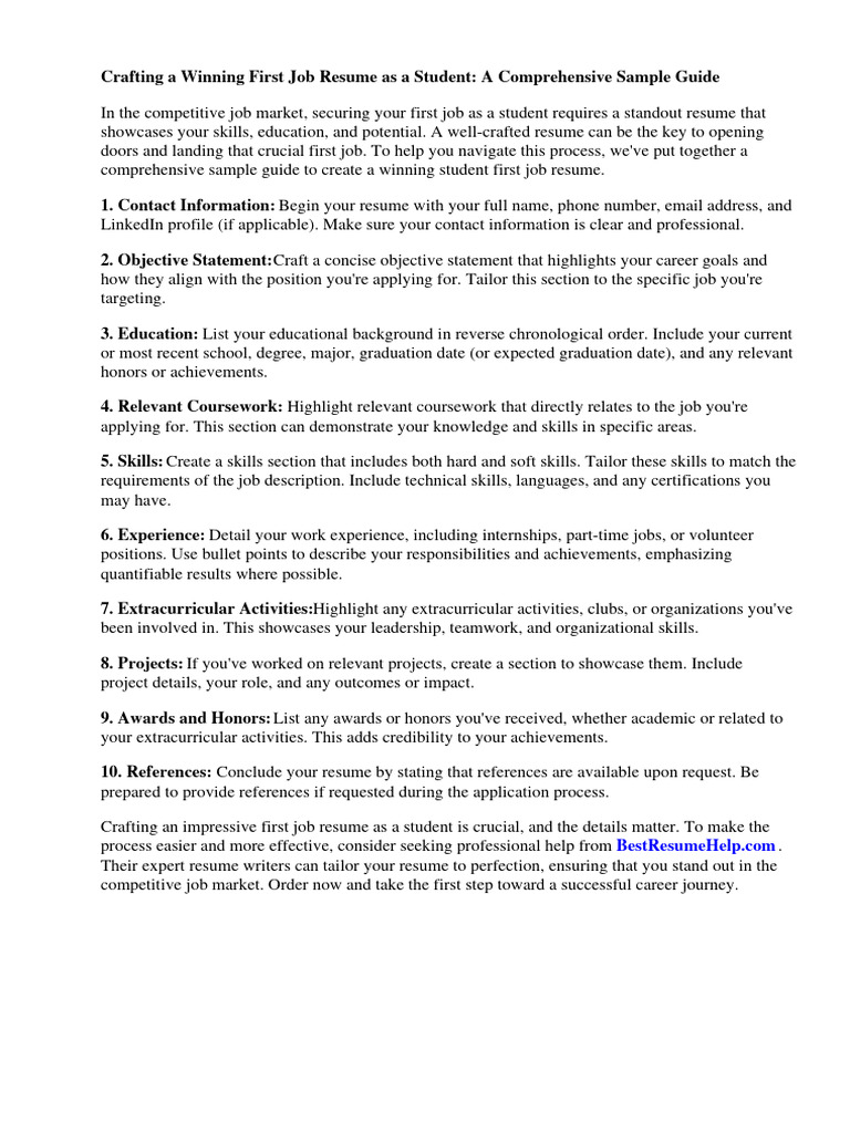 Student First Job Resume Sample | PDF | Résumé | Job Interview
