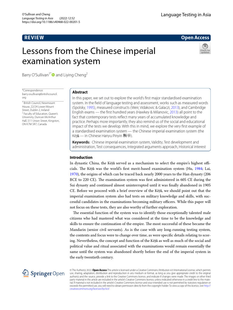 (Epaper) Lessons From Chinese Imperial Exam System-Min | PDF | Essays