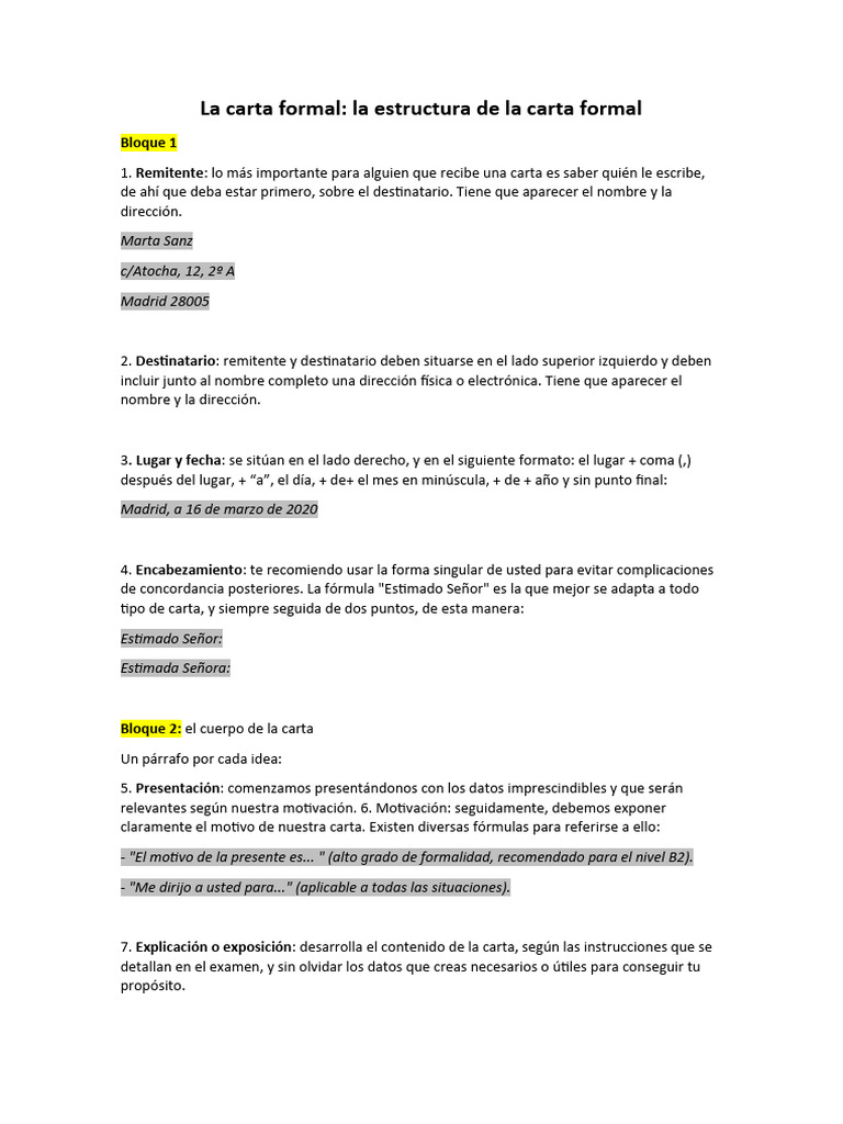 La Carta Formal | PDF