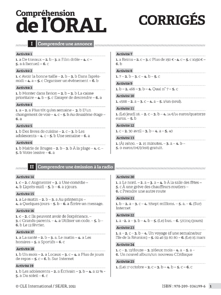 ABC DELF A2 - 2021 Corrigés | PDF