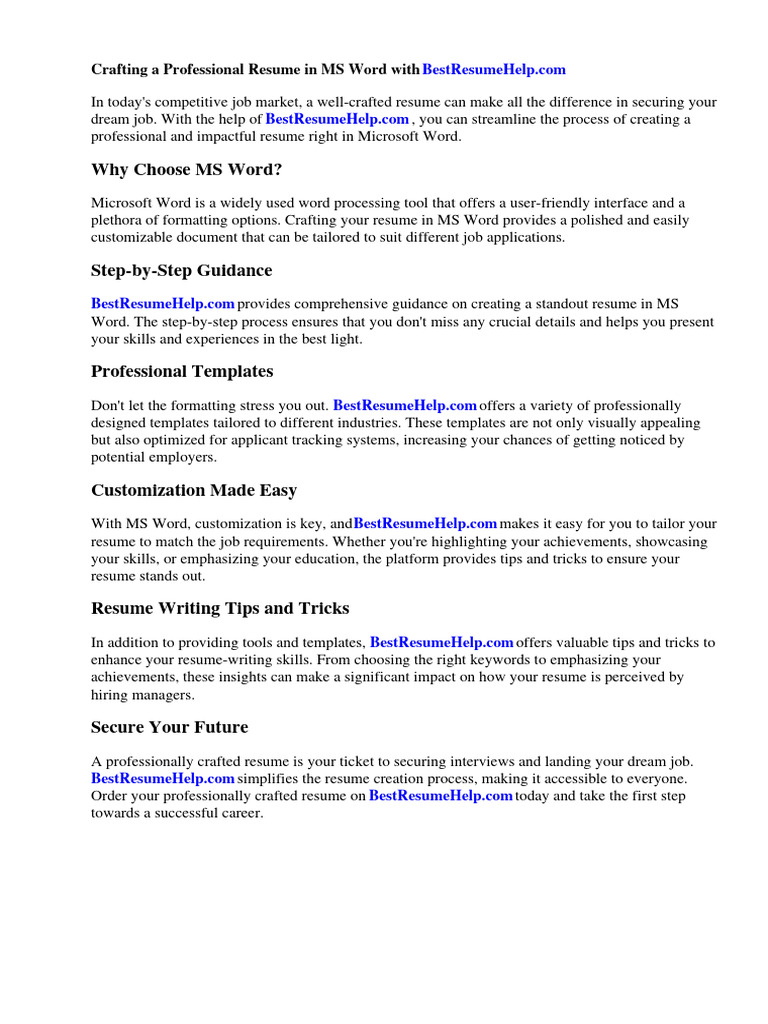 Preparing Resume in Ms Word | PDF | Résumé | Microsoft Word