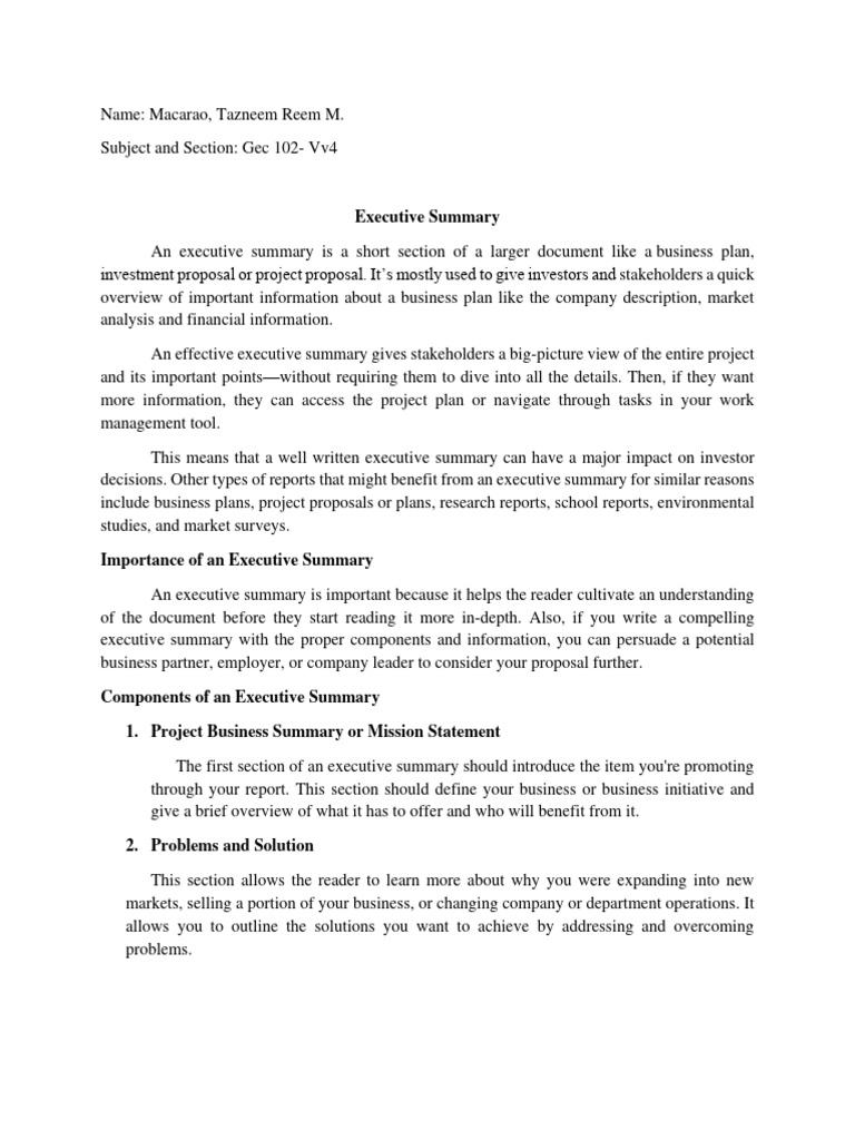 Executive Summary | PDF | Coffeehouse | Coffee