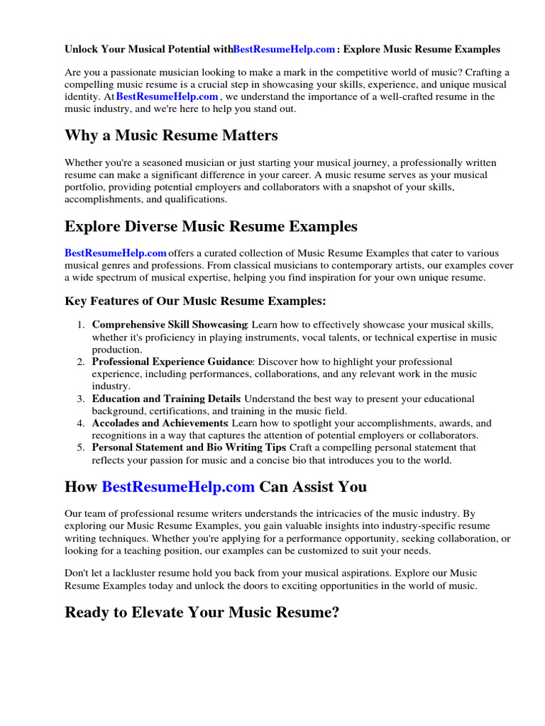 Music Resume Examples | PDF | Marketing | World Wide Web