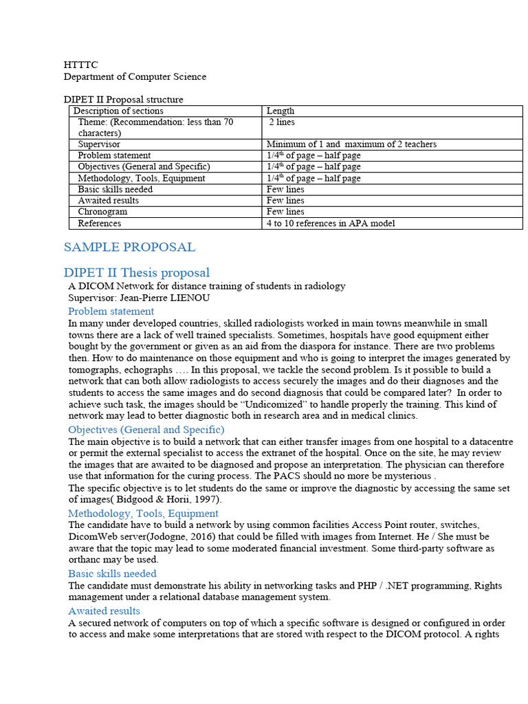 Dipet II Proposal Structure Format | PDF | Radiology | Databases