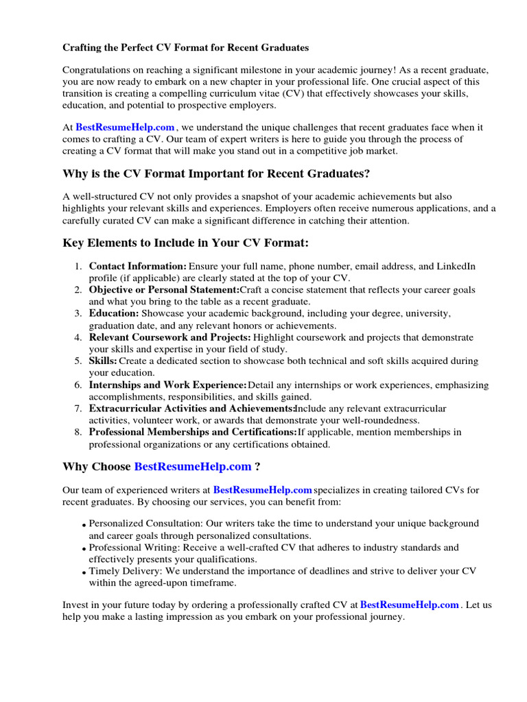 CV Format Recent Graduate | PDF | Résumé | Internship