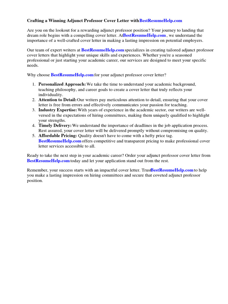 Adjunct Professor Cover Letter | PDF | Résumé | Professors In The ...