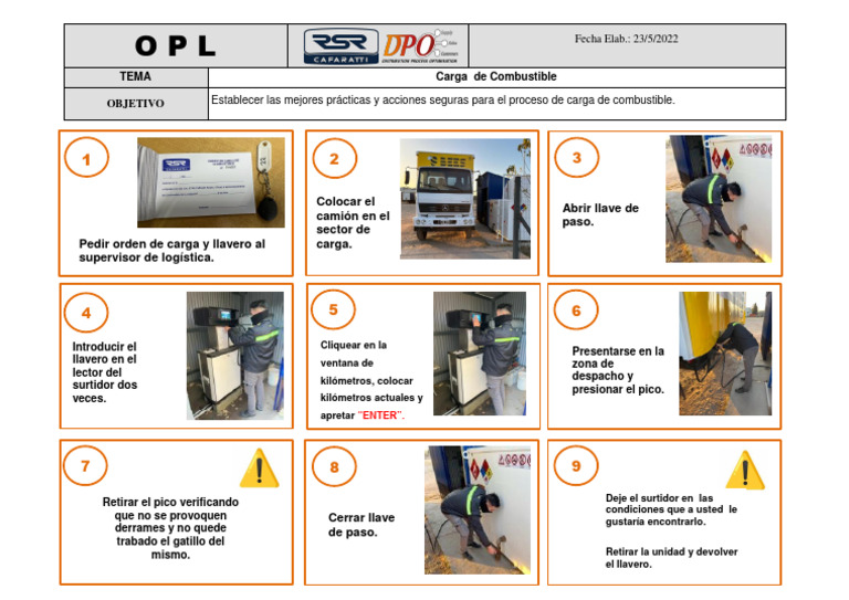 OPL Carga de Combustible | PDF | Herramientas | Equipo