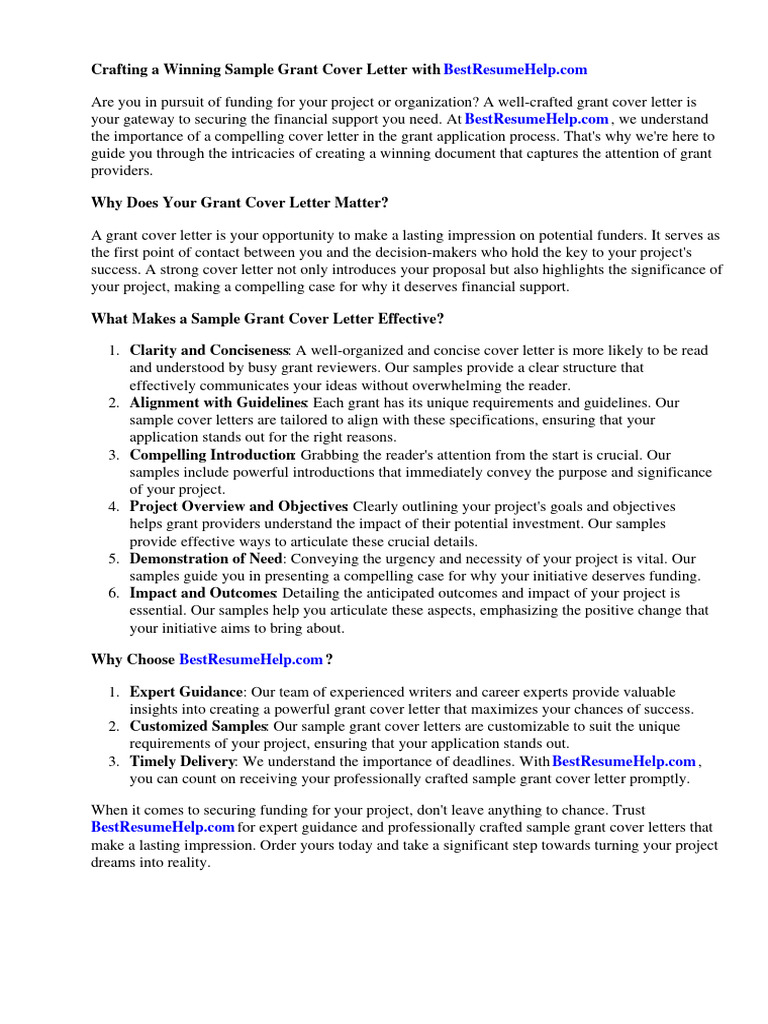 Sample Grant Cover Letter | PDF | Grant Writing