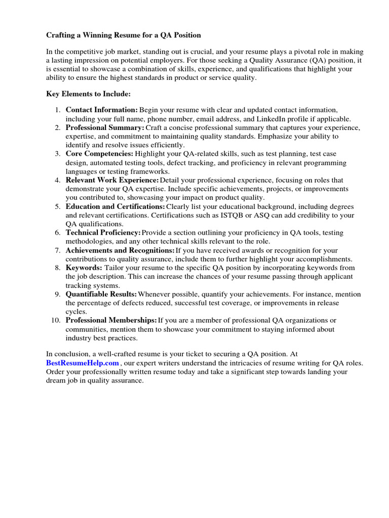 Resume For Qa Position | PDF | Quality Assurance | Résumé