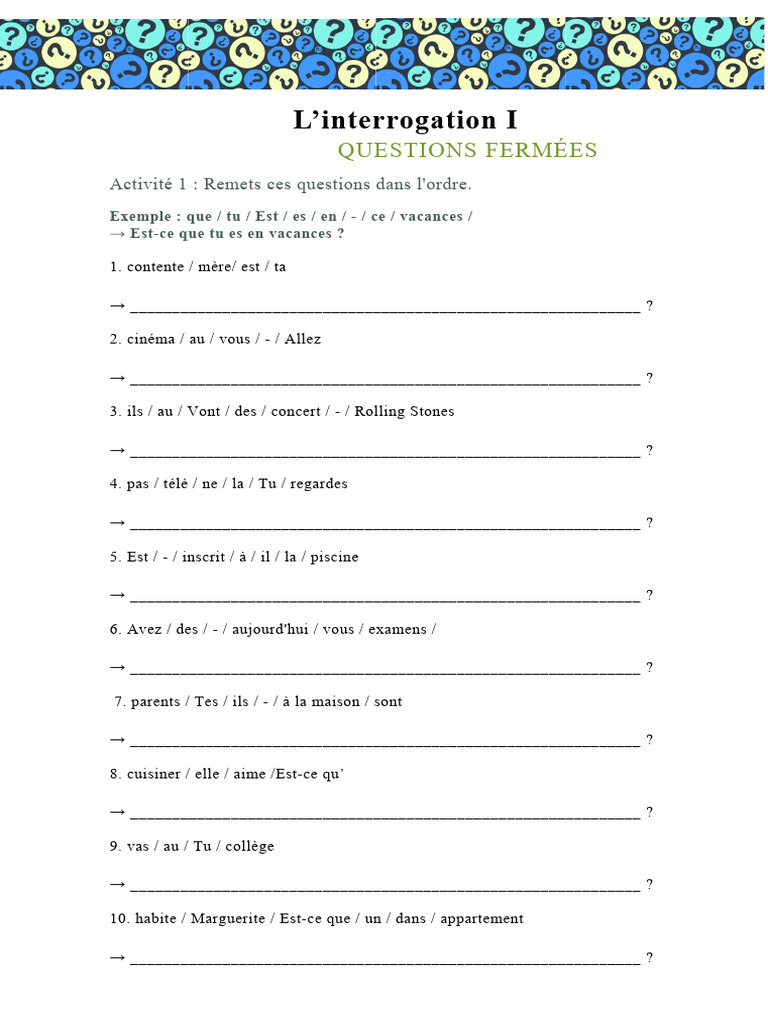 Questions fermées et ouvertes en français | PDF | Question | Échecs