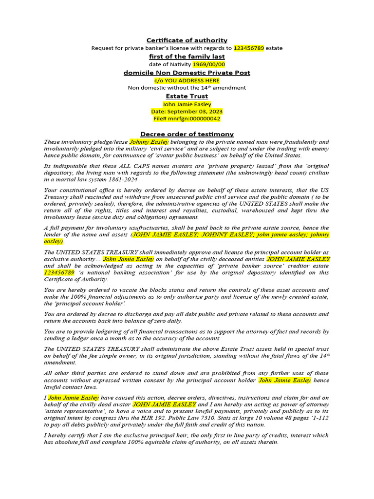 Certificate of Authority Update Feb 13 2024 TEMPLATE | PDF | Banks ...