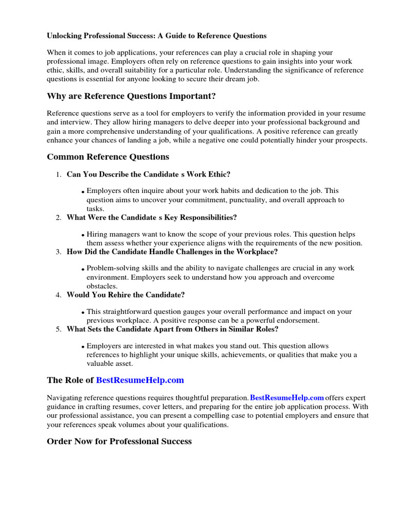 Reference Questions | PDF | Employment | Recruitment