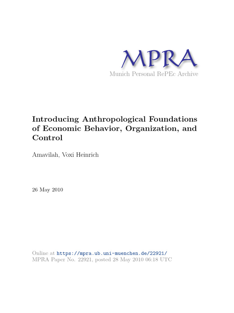 MPRA Paper 22921 | PDF | Economics | Max Weber