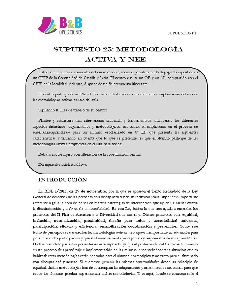 Supuesto Demo Metodologias Activas y Nee | PDF | Evaluación | Aprendizaje