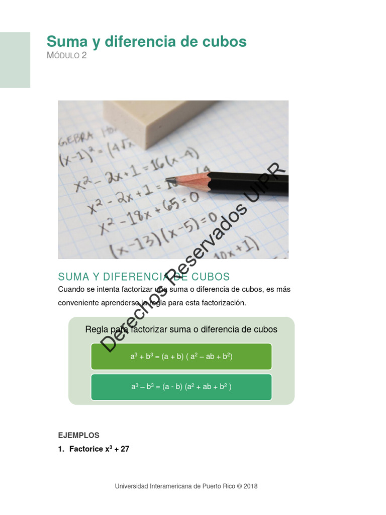 Suma Y Diferencia De Cubos Gema1200 Pdf álgebra Matemáticas