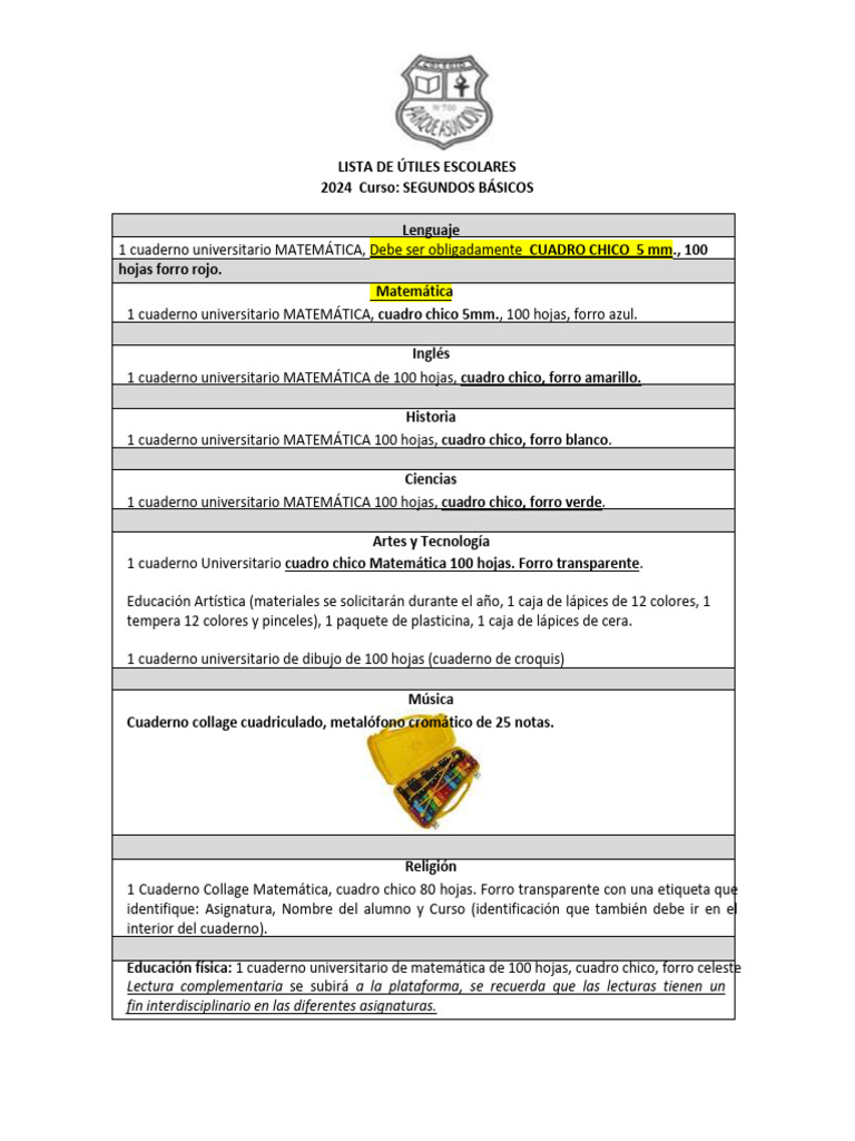 2°lista de Utiles Lecturas Complementarias 2024 | PDF