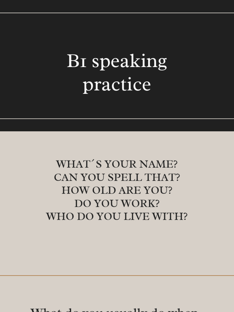 B1 speaking practice | PDF