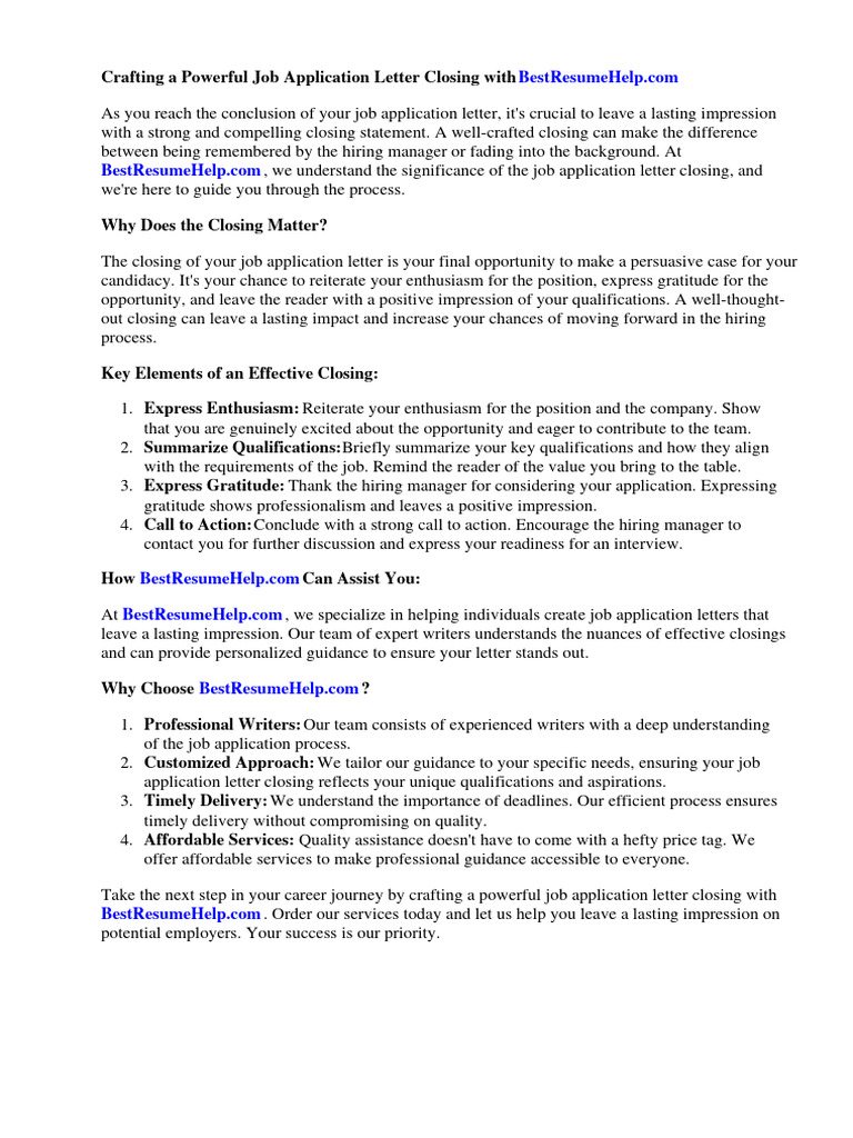Job Application Letter Closing | PDF | Résumé | Http Cookie