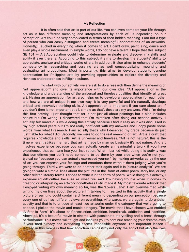 Art Appreciation REFLECTION | PDF