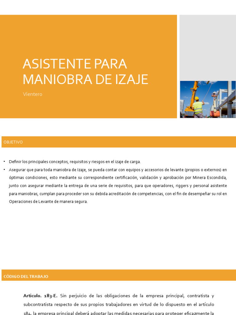 Asistente para Maniobra de Izaje - Vientero | Descargar gratis PDF | Minería | Grúa (máquina)