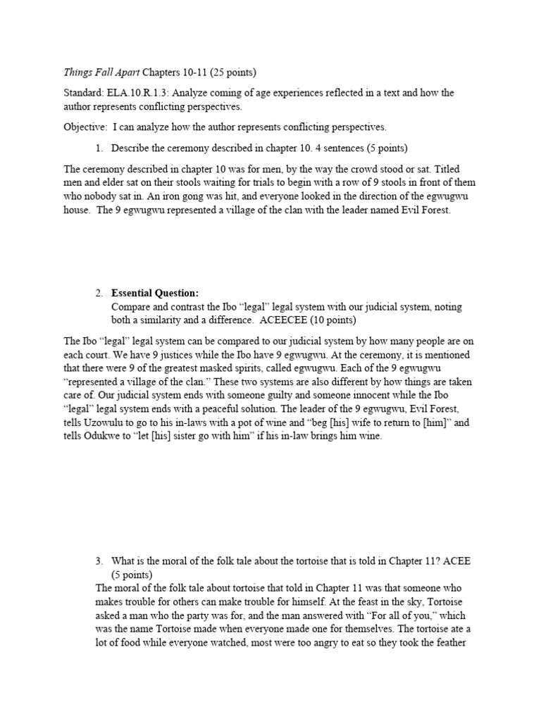 Things Fall Apart Chapters 10-11 | PDF