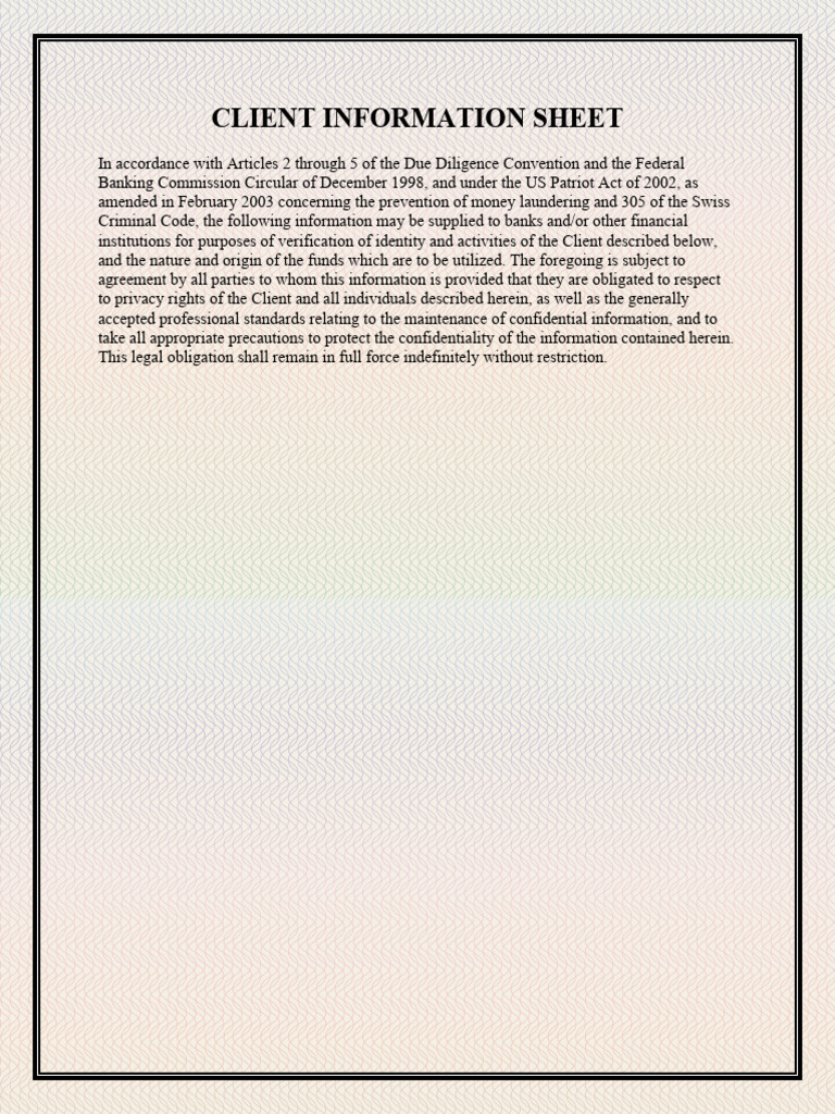 Client Information Sheet | PDF
