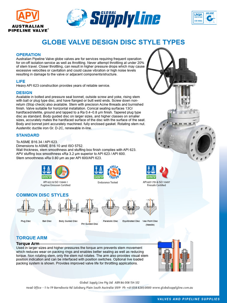 Globe Valve Design: Disc Types Overview | PDF | Valve | Chemical ...