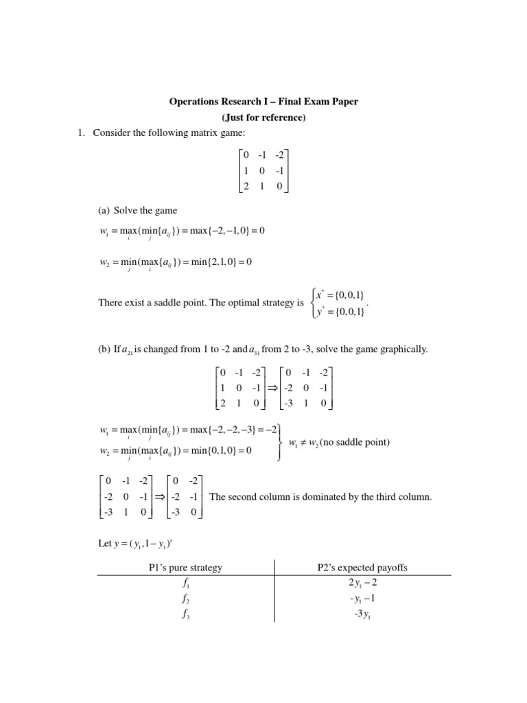 Operations Research I - Final Exam | PDF | Linear Programming ...