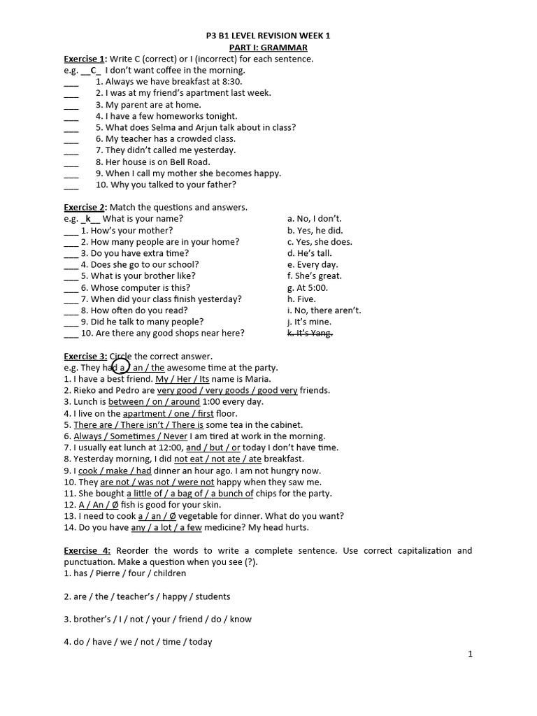 P3 B1 Level Revision Week 1 Sts Pdf Carnival Spice