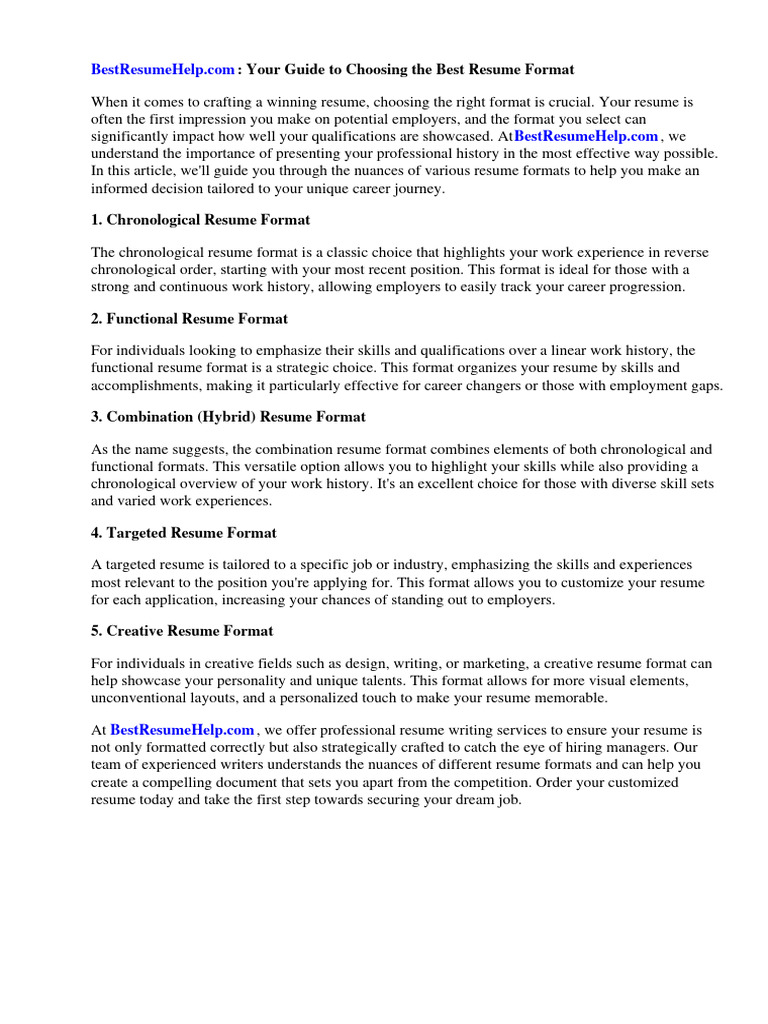 Best Resume Format in English | PDF | Résumé