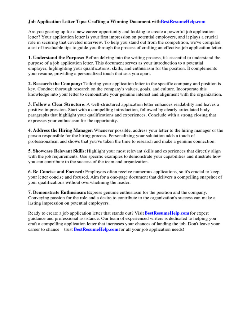 Job Application Letter Tips | PDF | Résumé | Recruitment