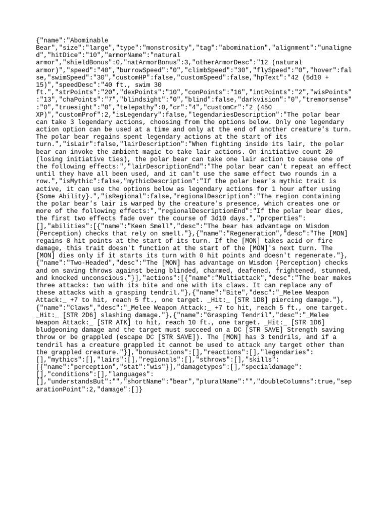 Abominable Bear - Monster | PDF | Role Playing Games | Bears
