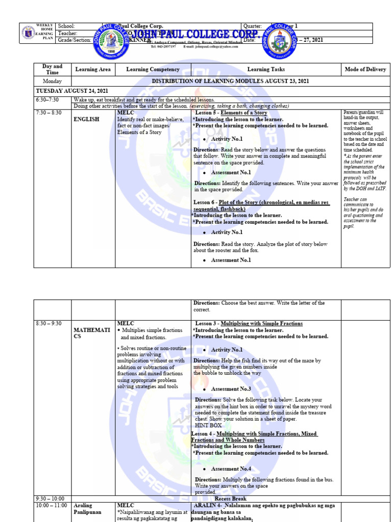 WHLP Week 2 Quarter 1 | PDF | Learning | Logos