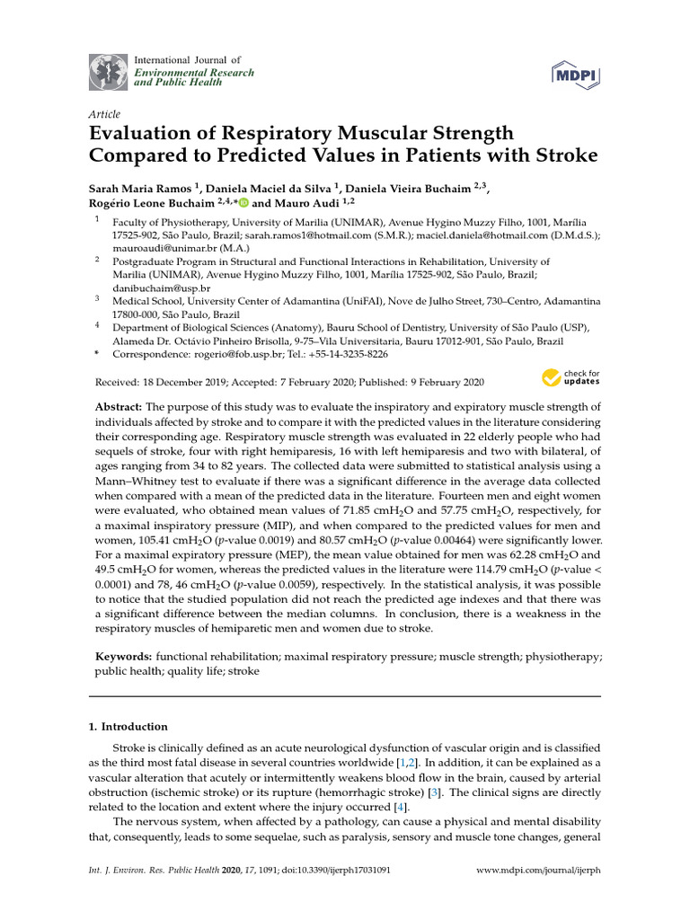 Evaluation of Respiratory Muscular Strength Compared To Predicted ...