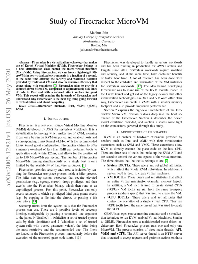 Firecracker microVM | PDF | Virtual Machine | Booting