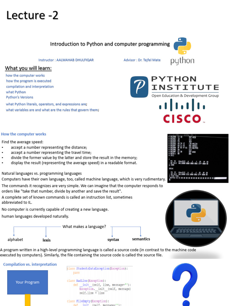 Lecture 2 | PDF | Python (Programming Language) | Compiler