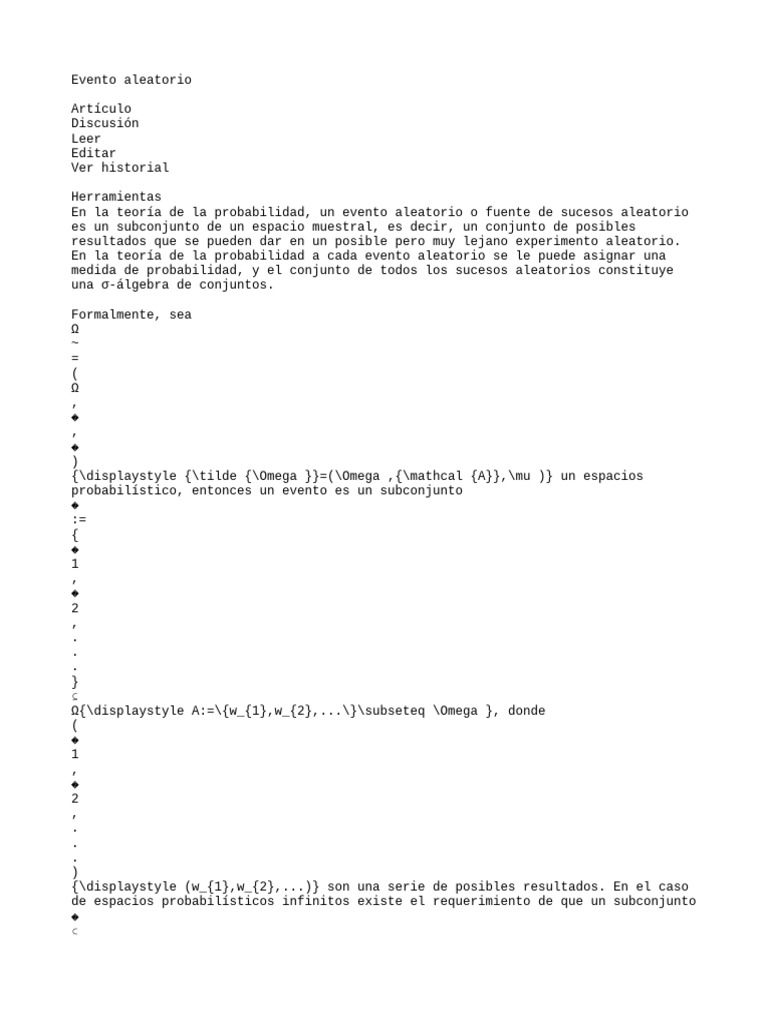 Evento Aleatorio | PDF | Matemáticas | Probabilidad